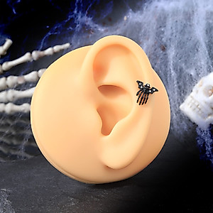 COCHARM 16g Black Bat Helix Earring Stud Halloween Bat Cartilage Piercing Bat Wing Cartilage Earrings 6mm Vampire Skeleton Hand Helix Jewelry for Women Man