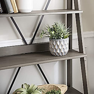 Walker Edison X Back Modern Farmhouse Wood Bookcase Bookshelf Home Office Living Room Storage, 4 Shelves, Grey