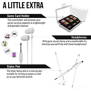 Orzly Accessories Kit Bundle Compatible with Nintendo Switch OLED Console (NOT 2017 Edition Compatible) Ultimate Geek Pack with Case and Screen Protector and Much More - Ice White Gift Boxed