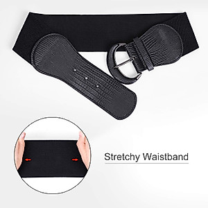 JASGOOD Women Stretchy Wide Waist Belt for Dress Ladies Elastic Belt Hook Buckle (Suit for Size 31-36 Inches,A-Black)