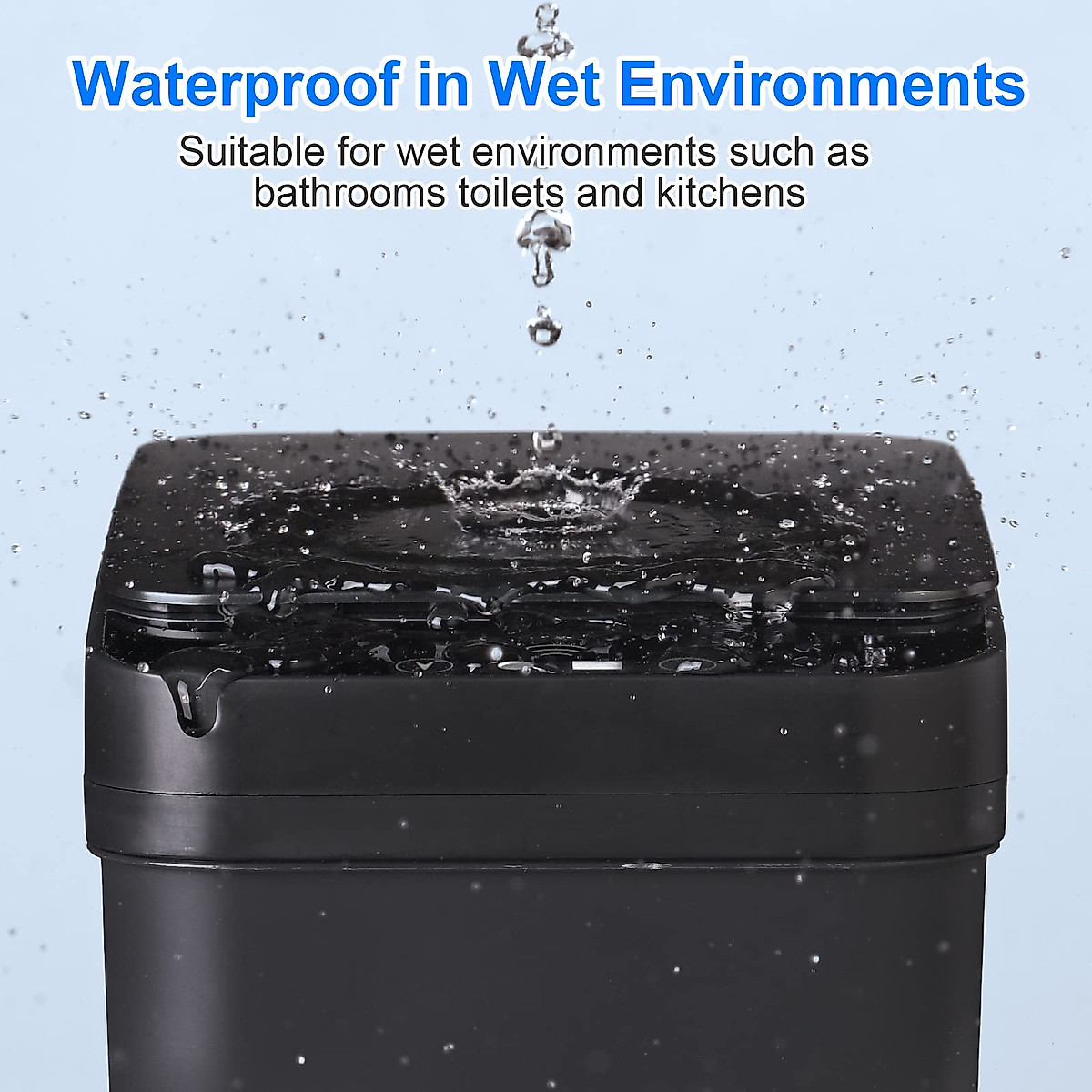 Anborry Bathroom Automatic Trash Can 2 Pack 2.2 Gal & 4 Gal Touchless Motion Sensor Small Garbage Can with Lid Smart Electric Narrow Waterproof Garbage Bin for Bedroom Office Kitchen (Black)