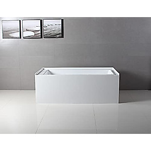 Kingston Brass Aqua Eden VTAP603622R 60-Inch Acrylic Alcove Tub with Right Hand Drain, White