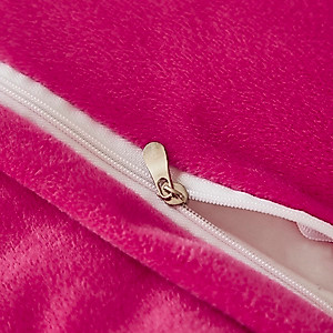 Uhamho Luxury Fluffy 1PC Solid Duvet Cover Faux Fur Plush Shaggy Quilt Cover Velvet Bedspread Zipper Closure, No Pillow Sham, No Comforter (Hot Pink, Twin)