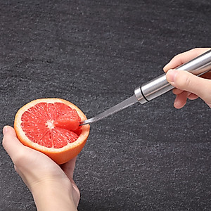 Grapefruit Knives 2 Pack, Stainless Steel Grapefruit Utensil Knife, Serrated Edge & Thick Gauge Handle, Kitchen Tool with Non-stick Plating for Kiwi, Mango, Dessert, Apple, Citrus Fruit