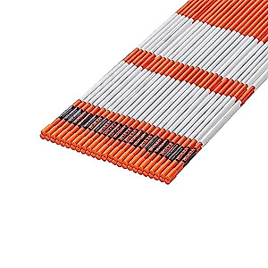 VEVOR Driveway Markers, 50 PCS 48 inch, 0.31 inch Diameter, Orange Fiberglass Poles Snow Stakes with Reflective Tape, 12" Steel Drill Bit & Protection Gloves for Parking Lots, Walkways Easy Visibility