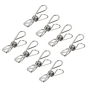 uxcell Tablecloth Clips - 50mm Stainless Steel Wire Clamps for Fixing Table Cloth Hanging Clothes, 24 Pcs