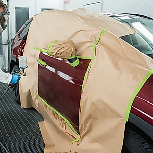 MyLifeUNIT Masking Paper, Automotive Paint Paper Roll with Tape, Assorted Sizes Tape and Drape Waterproof for Painting Protection Covering (Each Roll 50 Feet, 4 Rolls)