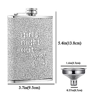Hillside-Kit Hip Flask for Liquor 8 Oz Stainless Steel Leak proof with Funnel Flask set men flask women flask set (Giltter Silver)