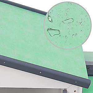 vidaXL Solid Wood Outdoor Large Rabbit Hutch Small Animal Enclosure House Pet Cage Habitat Garden Patio Protection Safety Gray and White