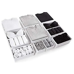 12pcs White Large Drawer Organizer Drawer Organizers for Clothing Wardrobe Clothes Organizer Underwear Organizer Dresser Drawer Organizers Underwear Drawer Organizer Clothes