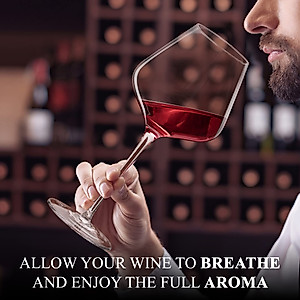 Large Burgundy Wine Glasses Set of 4 - Crystal Red Wine Stemware - Wide Bowl Ideal for Tasting Cabernet, Pinot Noir, Burgundy, Bordeaux - Big Hand Blown Glasses - 25 oz