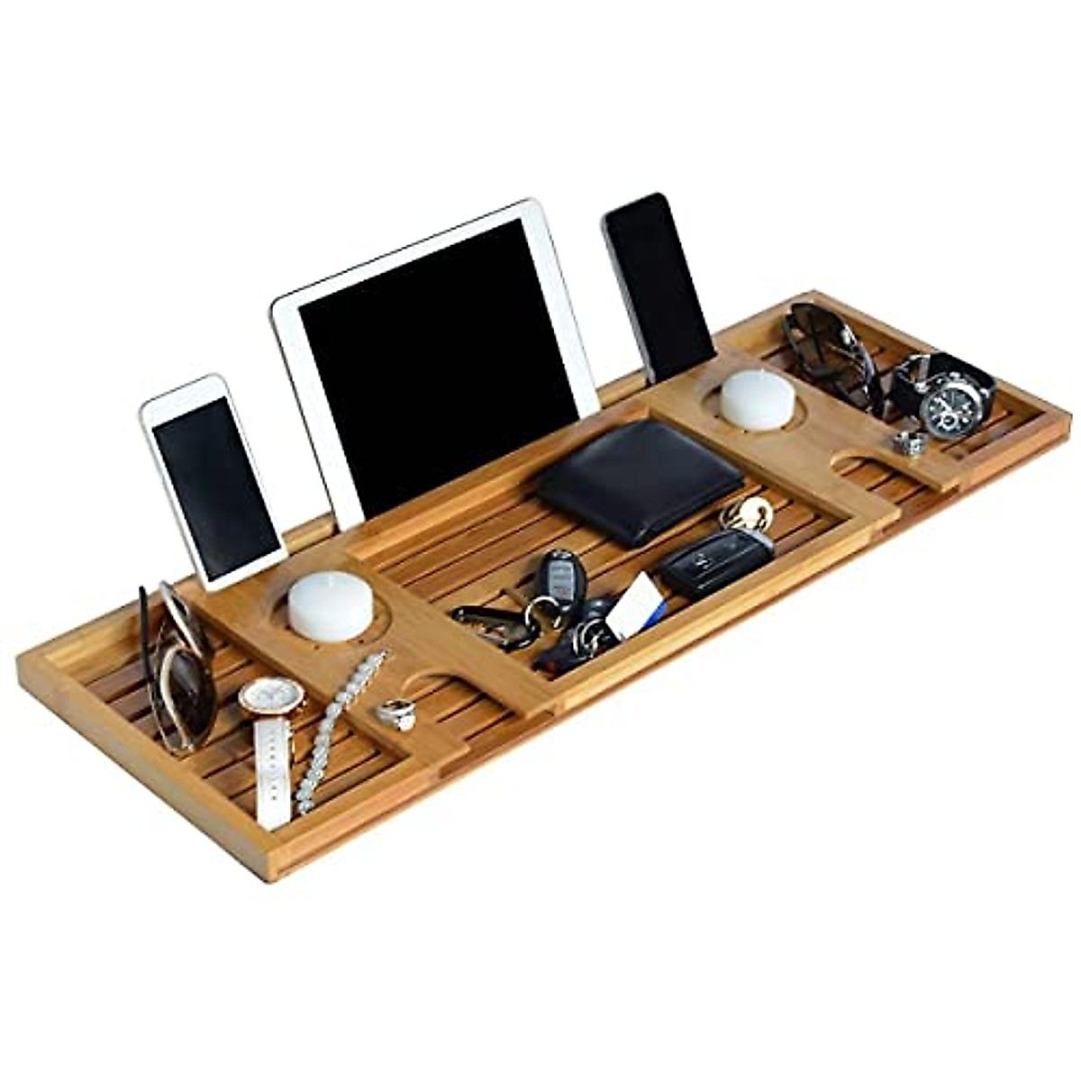 ZLXDP Handmade Bath Tray Bathroom Shelves Apply for Pad/Book/Tablet Home Bathrooms Accessories Bathtub Rack Stand