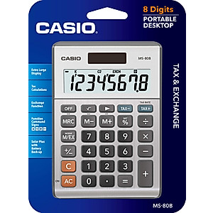 Casio MS-80B Standard Function Desktop Calculator,Black 147D×103W×28.8H mm