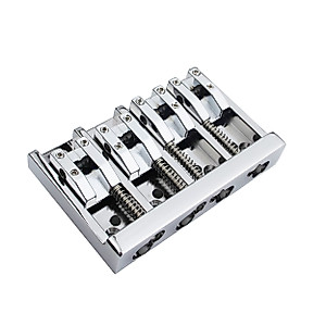 Guyker Guitar Bass Bridge - 4-String A-Style Bass Bridge .656" .687" .718" .750" .787".687" String Spacing Adjustment, Chrome