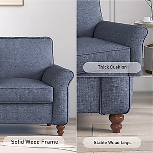 Bonzy Home 57" Loveseat Sofa, 2 Seater Upholstered Comfy Sofa Couch for Small Space, Living Room, Apartment, Office, Blue