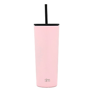 Simple Modern Insulated Tumbler with Lid and Straw | Iced Coffee Cup Reusable Stainless Steel Water Bottle Travel Mug | Spring Break Gifts For Her & Him | Classic Collection | 32oz | Cream Leopard