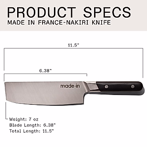 Made In Cookware - 6" Nakiri Knife - Crafted in France - Full Tang With Truffle Black Handle