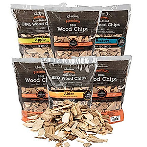 Camerons Products Wood Smoker Chips, 6 Pack ~ 2 lb. Bag, 260 cu. in. - Apple, Alder, Hickory, Cherry, Bourbon Soaked Oak, Pecan - 100% Natural, Fine Wood Smoking and Barbecue Chips