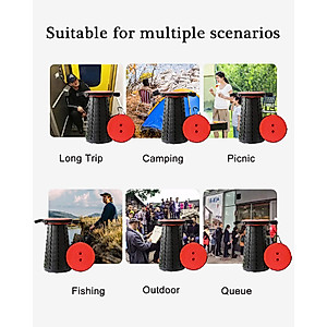 Deer's Life Portable Collapsible Stool with Cushion Pad, Retractable Folding Telescopic Camping Seat for Adults, Small Lightweight Sturdy Adjustable Stools for Travel,Kitchen,Garden,Fishing