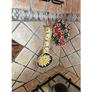 CERAMICHE D'ARTE PARRINI - Italian Ceramic Art Spoon Rest Pottery Holder Hand Painted Decorated Sun Made in ITALY Tuscan