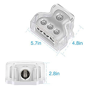 Temank 3 Way Power Distribution Block 1x 0 Gauge in / 3 x 4 Gauge Out Amp Power Distribution Ground Distributor for Auto Car Audio Splitter 2pcs (3 Way)