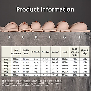 Silicone Breast Forms Breastplates Fake Breasts for Crossdressers B-C-D-E-G-H Cup Silicone Filled Breast Plate for Drag Queen