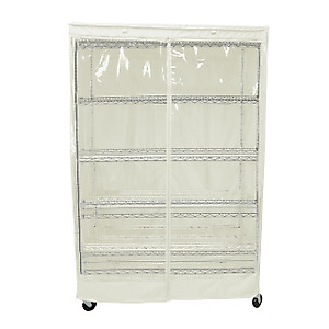 Formosa Covers Premium Clear Front Wire Shelf Steel Rack Cover Off White - Heavy-Duty Storage Solution for Wire Shelving Rack (48”Wx18”Dx72”H) - Waterproof PVC, Water/Dust Resistant Fabric, Zippers