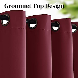 RHF Wide Thermal Blackout Patio Door Curtain Panel, Sliding Door Insulated Curtains,Thermal Curtains,Grommet Curtains, Extra Wide Curtains, Curtains for Sliding Glass Door:100W by 84L Inches- Burgundy