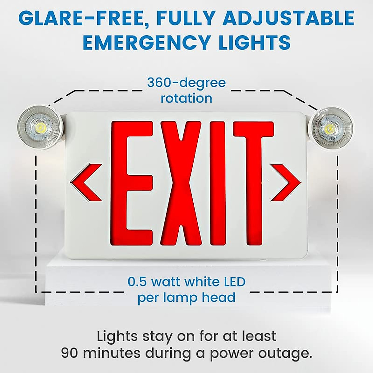 Ciata Ultra Bright Led Decorative Red Exit Sign & Emergency Light Combo with Battery Backup, Fire Exit Sign with Lights, Lighted Exit Signs with Battery Backup, 6-inch Red Letters - 12 Pack