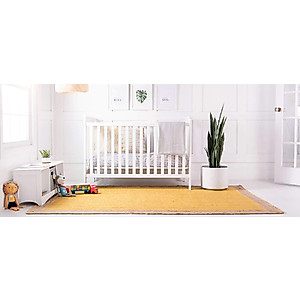 Unique Loom Braided Jute Collection Classic Quality Made Natural Hand Woven with Solid Color Detail, Area Rug, Rectangular 4' 0" x 6' 0"