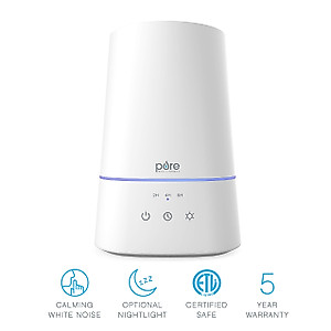 Pure Enrichment® HUME™ Max - Easy Top Fill Ultrasonic Cool Mist Humidifier, 3.7 L (1 Gallon) Tank, 3 Mist Settings + Auto Shut-Off Timer - Ideal for Large Bedrooms, Baby Nurseries and Offices (White)