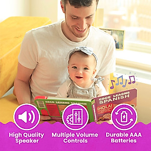 Coco Learns Spanish Vol. 1 | Musical Spanish Books for Kids 1-3, Spanish Toys for Babies & Toddlers 1-3, Baby & Toddler Spanish Books, Bilingual Learning Toys for 1 Year Old, Libros Para Bebes Español