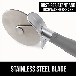 Gorilla Grip Manual Can Opener and Pizza Cutter, Can Opener Includes Built in Bottle Opener, Pizza Cutter is Rust Resistant, Both in Gray Color, 2 Item Bundle