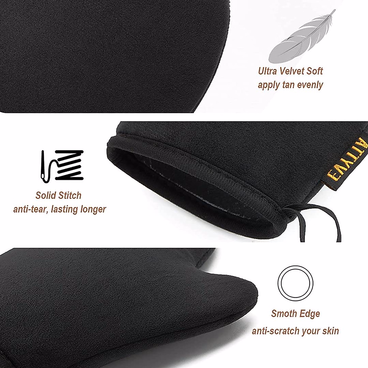 Self Tanning Mitt Applicator - EVYTTA 3 Set Self Tanner Mitt Applicator with Tanning Glove for Self Tan, Back Applicator, Mini Tanning Mitts Self Tanner Mit, Self Tan Mitt Applicator, Self Tan Mit