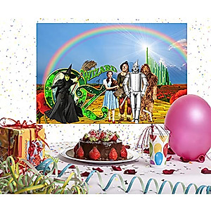 WANNHSZF Green Castle Gold Road Backdrop for Party Decorations, Retro Movie Photo Backgrounds, The Wizard of OZ Theme Baby Shower Banner , Booth Studio Props Birthday Cake Table Decoration, 5x3ft