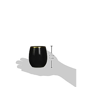 Smarty Had A Party Black Stemless Plastic Wine Glasses With Gold Rim Design (12 Oz.) - Pack Of 16 - Disposable & Chic, Perfect For Parties, Weddings, Events, Gatherings, & More