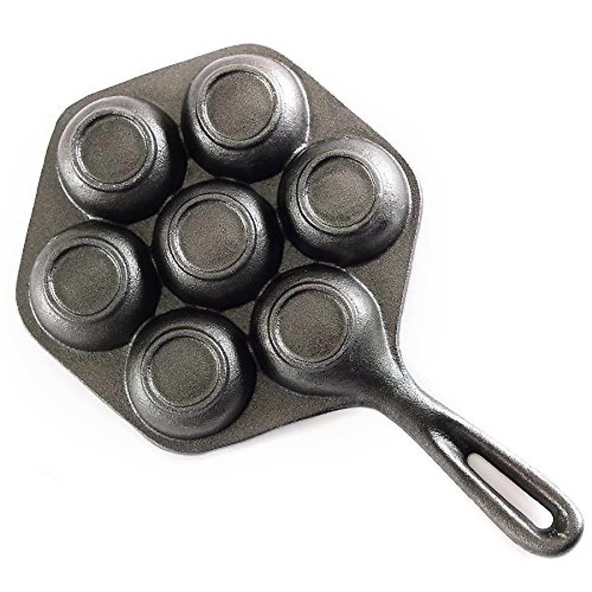 Norpro Cast Iron Stuffed Pancake Pan, Munk/Aebleskiver, 2" / 5cm diameter, Black