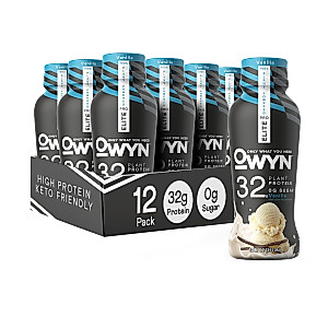 OWYN Only What You Need Pro Elite Vegan Plant Based High Protein Shake, Vanilla, 12 Pack, 32g Protein, Amino Acids, Prebiotics, Omega-3, Workout and Recovery, 0g Net Carbs, Zero Sugar, Keto