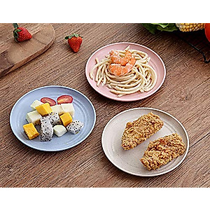 JUCOXO Small Plate Wheat Straw Plates - 5 Pack 5.9" Unbreakable Microwave Safe Plates, Reusable Plastic Plates for Snack Appetizer