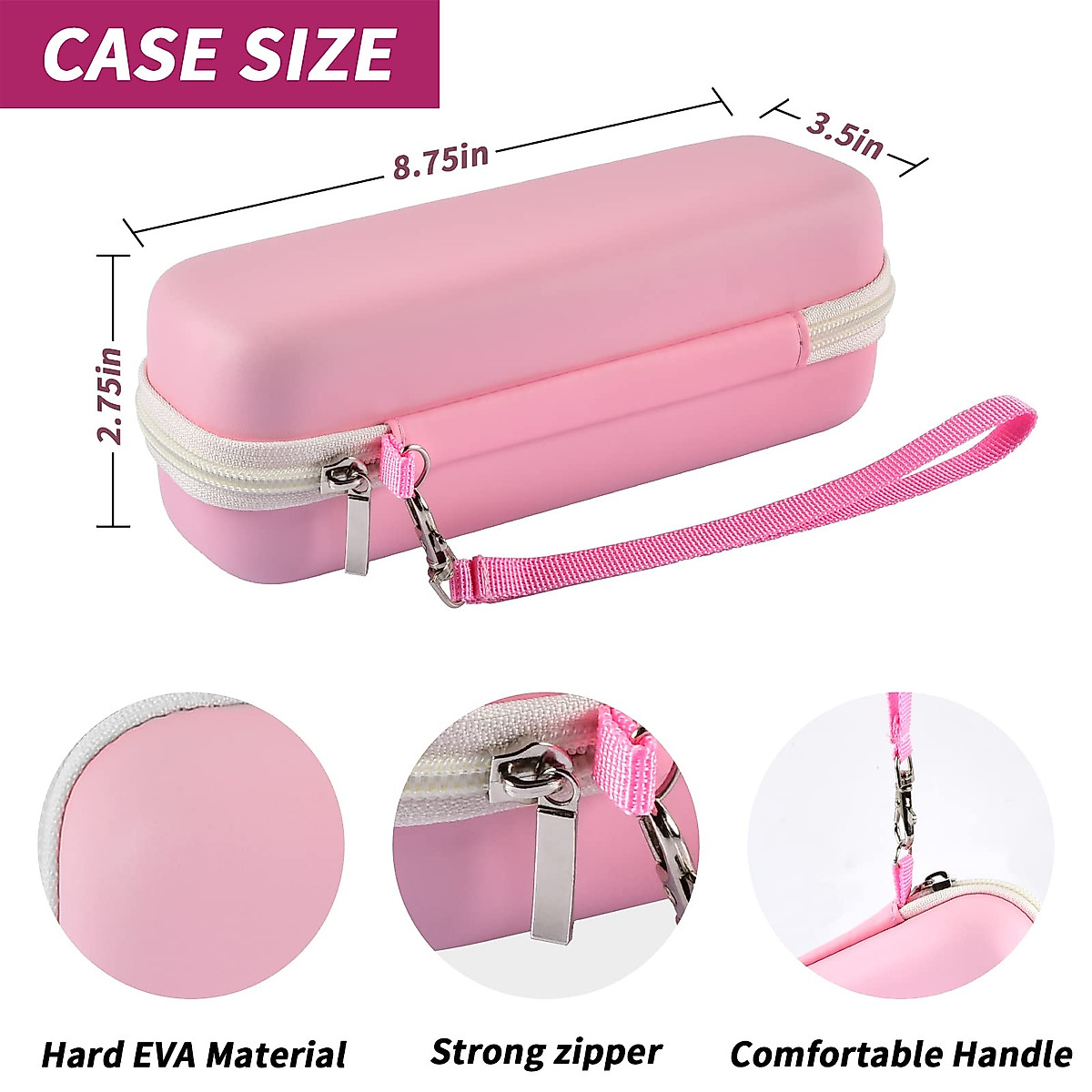 Toothbrush Travel Case Compatible with Oral-B Pro 1000, 2000, 3000, 3500, 1500/ for Philips Sonicare ProtectiveClean 4100 5100 Electric Toothbrush with Mesh Pocket for Accessories - Pink (Bag Only)