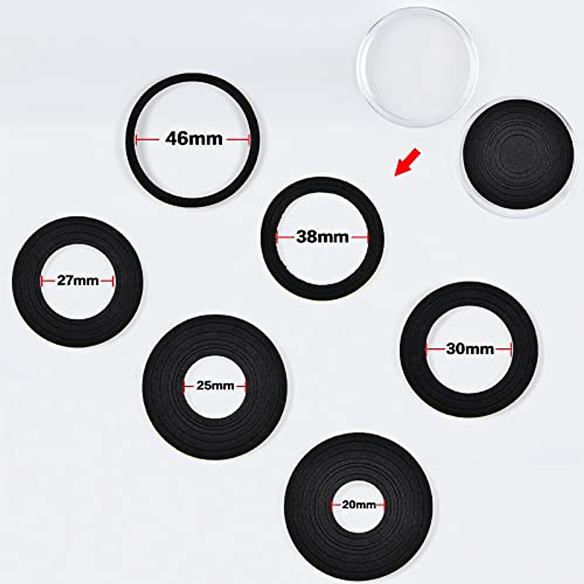 96 Pieces 46mm Coin Capsules, with Foam Gasket and Plastic Storage Organizer Box, 6 Sizes (20/25/27/30/38/46mm) Coins Collector Case Holder for Coin Collection Supplies(Black)