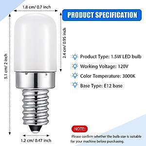 Honoson 8 Pieces C7 S6 Night Light Bulbs 15 W Light Bulbs Equivalent(1.5W), LED Bulb Candelabra E12 Base, Soft/Warm White 3000K LED, Small LED Light for Bedroom Salt Lighthouse Lamp