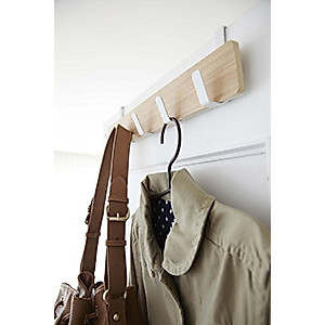 YAMAZAKI Home Ply Over The Door Hooks - Hanging Coat Rack, Beige, small