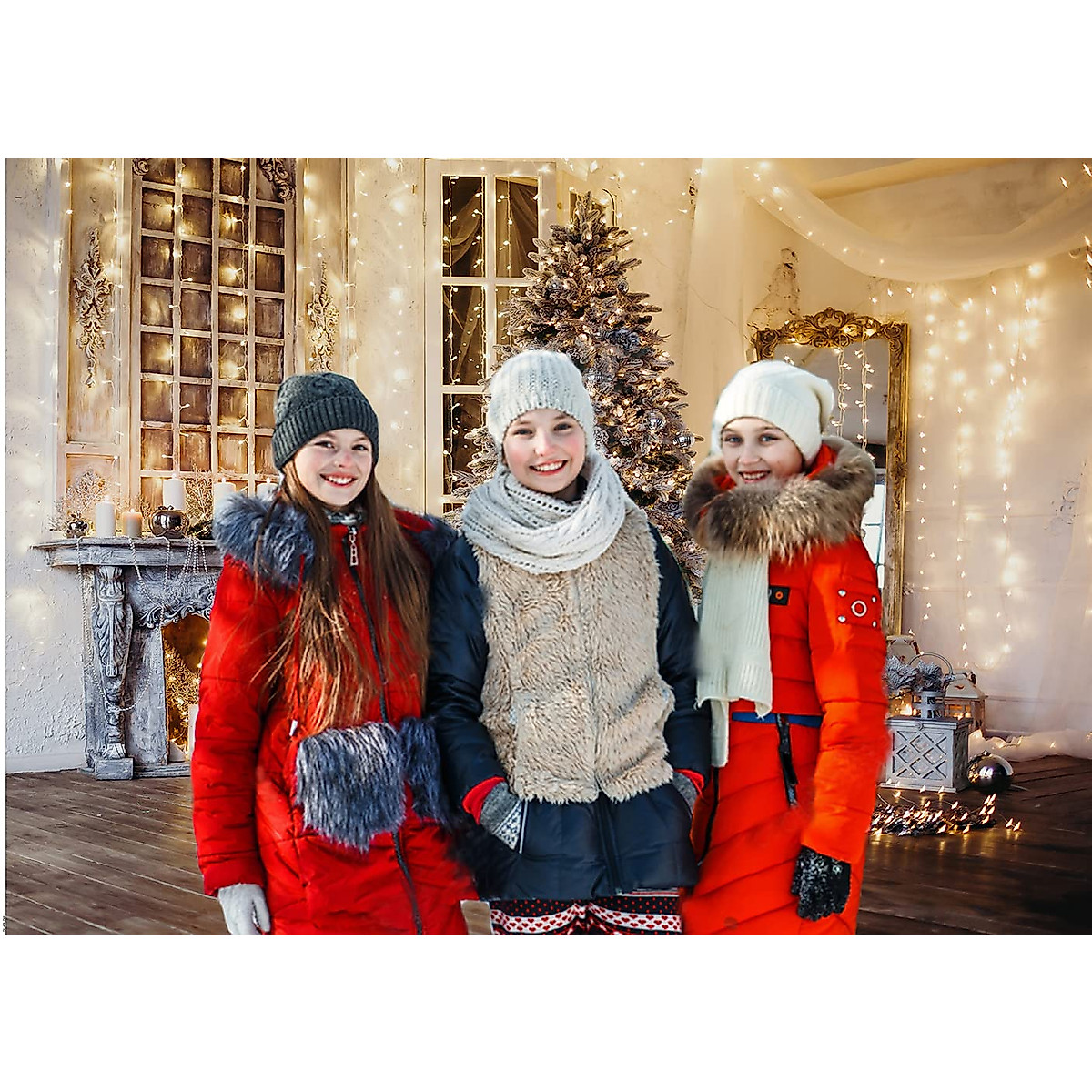 Dudaacvt 7x5ft Christmas Backdrops Christmas Tree Photography Backdrops Christmas Fireplace Photo Backdrop Christmas Party Decoration Banner