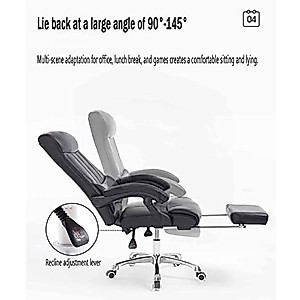 RILOOP Premium Ergonomic Desk Chair and Computer Chair with Reclining Function, Footrest, Arms and Wheels - Ideal for Home Office - Comfortable Multifunctional Office Chair/Black