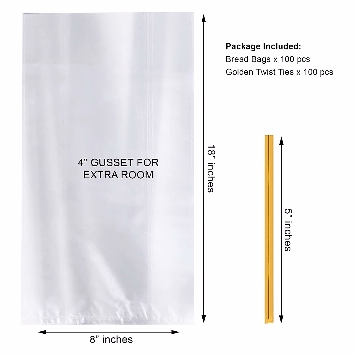 Mantah Bread Bags with Ties, Reusable, 50 Clear Bags and 50 Ties, Bread Bag For Homemade Bread And Bakery Loaf Adjustable Reusable