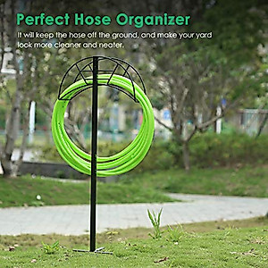 TomCare Garden Hose Holder Detachable Metal Water Hose Holder Hose Hanger Heavy Duty Free Standing Hose Storage Stand for Outside Yard, Black
