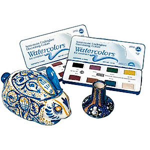 AMACO Non-Toxic Semi-Moist Underglaze Set - A in Pan, 1.5 oz, Assorted Color, Set of 8
