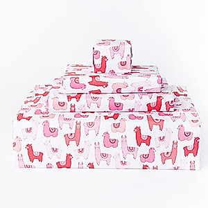 CENTRAL 23 - Wrapping Paper for Girls - Pink Llamas - Fun Gift Wrap for Kids - 6 Sheets - 1st 2nd 3rd Birthdays - Cute Anniversary or Valentines Day Wrapping Paper for Girlfriend Wife - Recyclable
