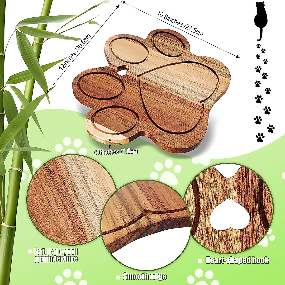Acacia Paw Shaped Wood Cutting Board, 12 x 11 Inch Wooden Bread Board Cheese Serving Platter Serving Charcuterie Board for Meat Cheese and Vegetables